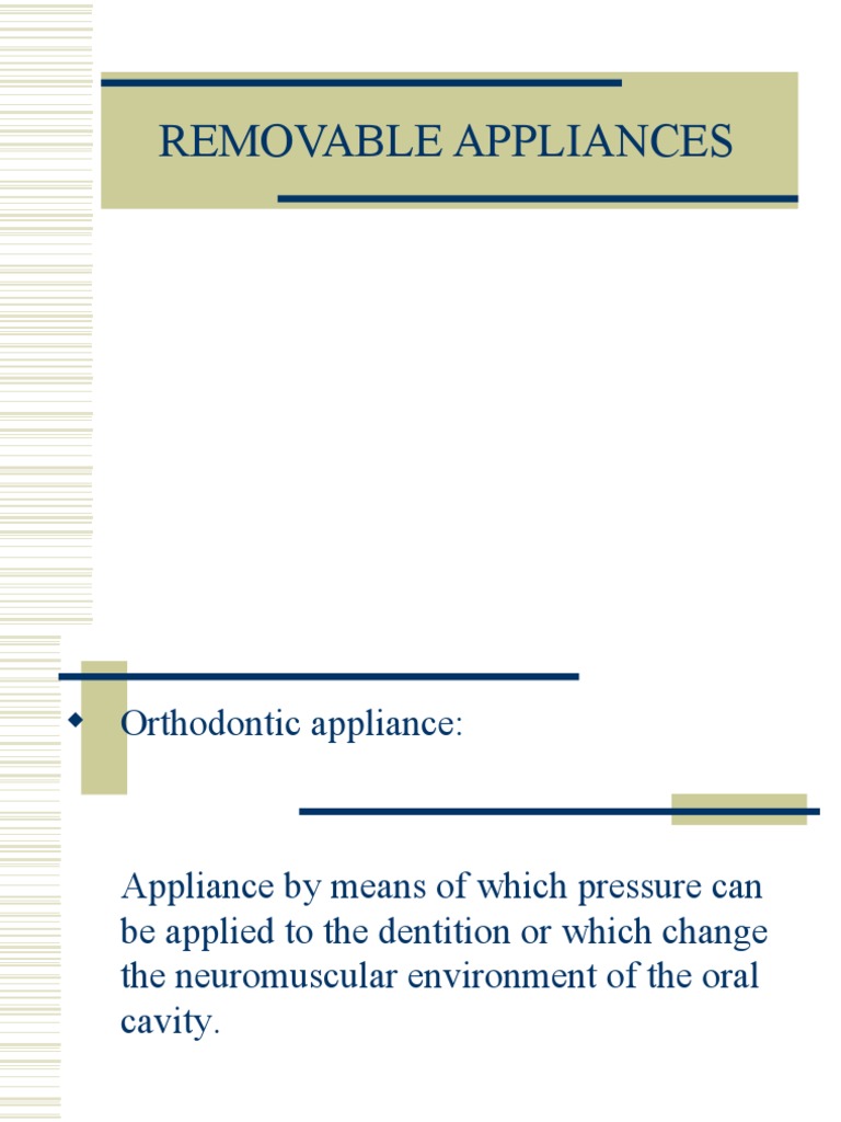 Overview of Removable Orthodontic Appliances | PDF | Orthodontics ...