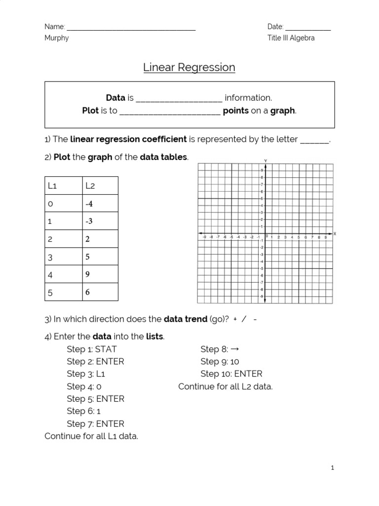 Linear Regression Sheet 1 | PDF | Correlation And Dependence ...