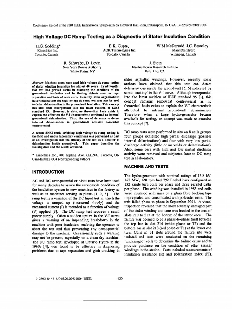 DC Ramp Testing for Stator Insulation | PDF | Inductor | Insulator ...