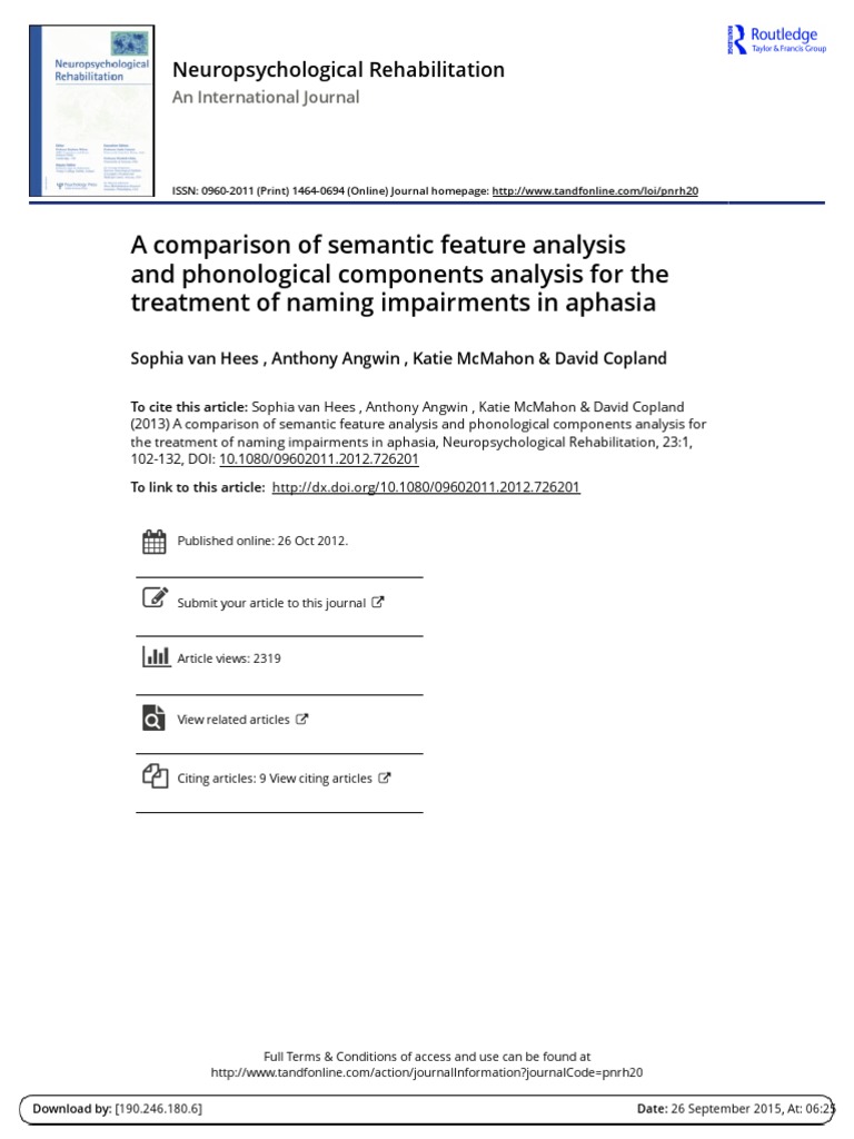 A Comparison of Semantic Feature Analysis and Phonological Components ...