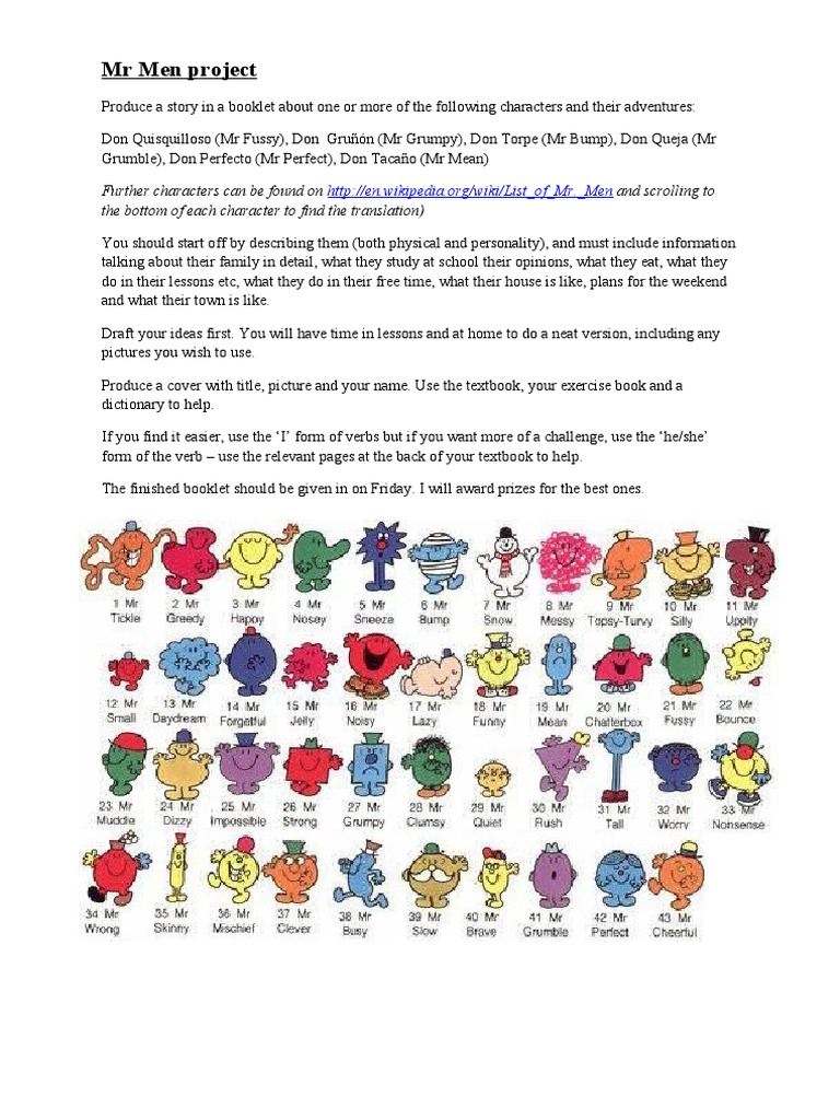Mr Men project - español | PDF