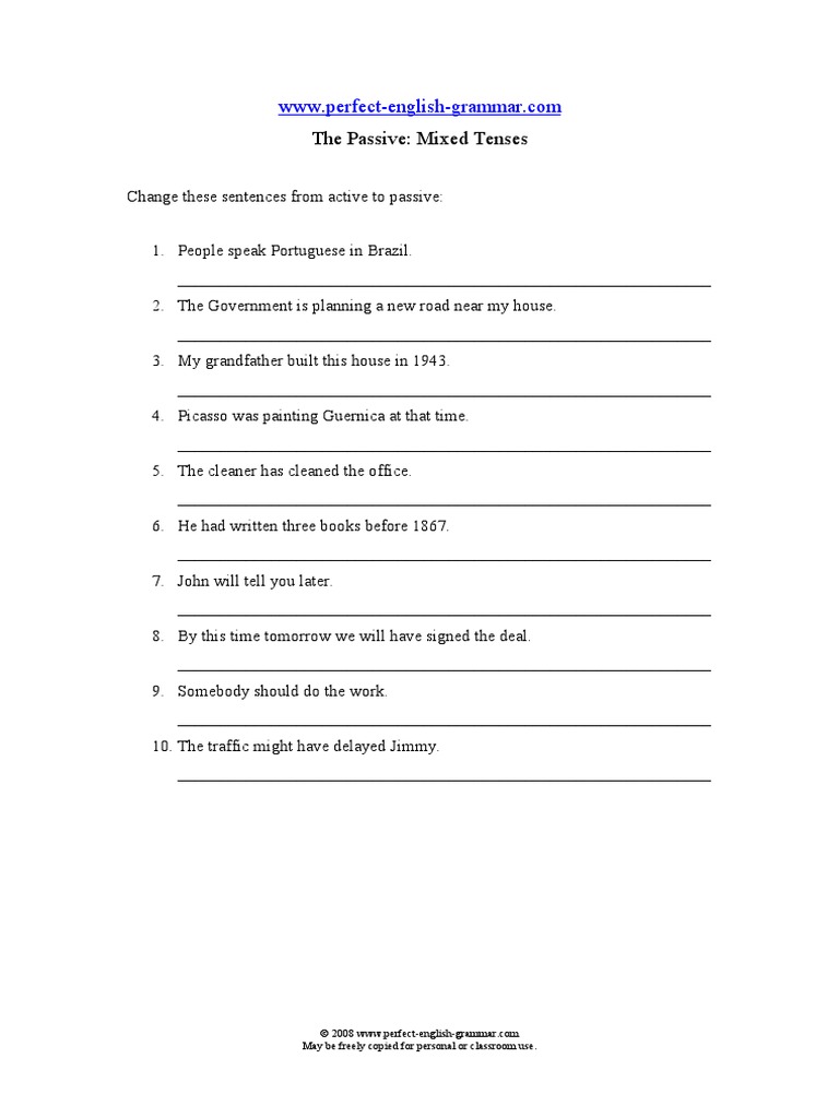 HOMEWORK - Passive Voice Mixed Tenses | PDF | Grammar | Syntax