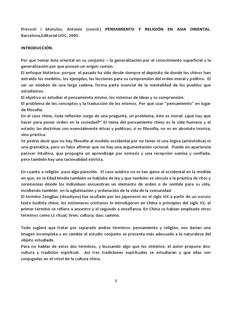 PREVOSTI I MONCLUS Ficha | PDF | Confucio | China