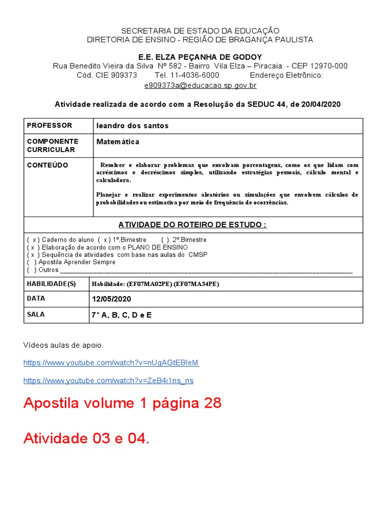 Atividade 05 | PDF | Escolas