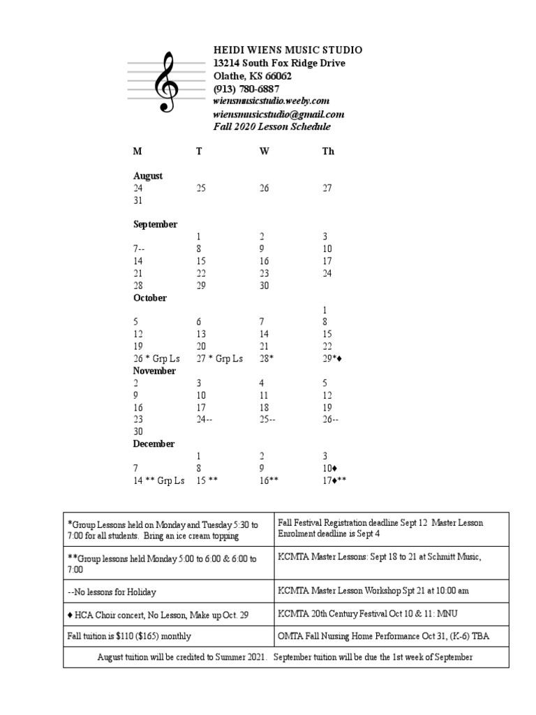 Fall 2020 Calendar | PDF
