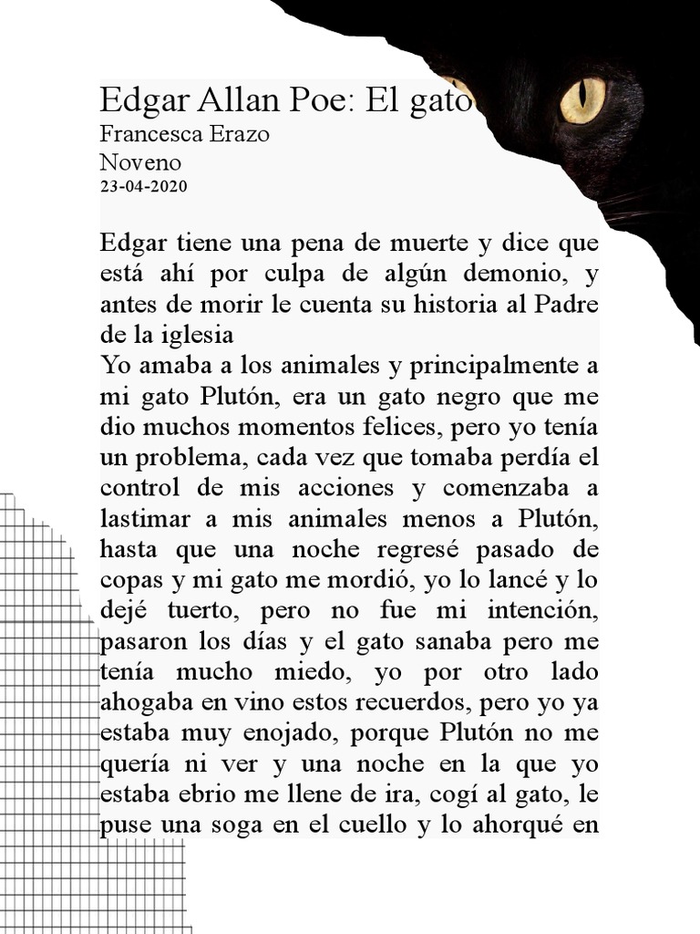Edgar Allan Poe, El Gato Negro | PDF