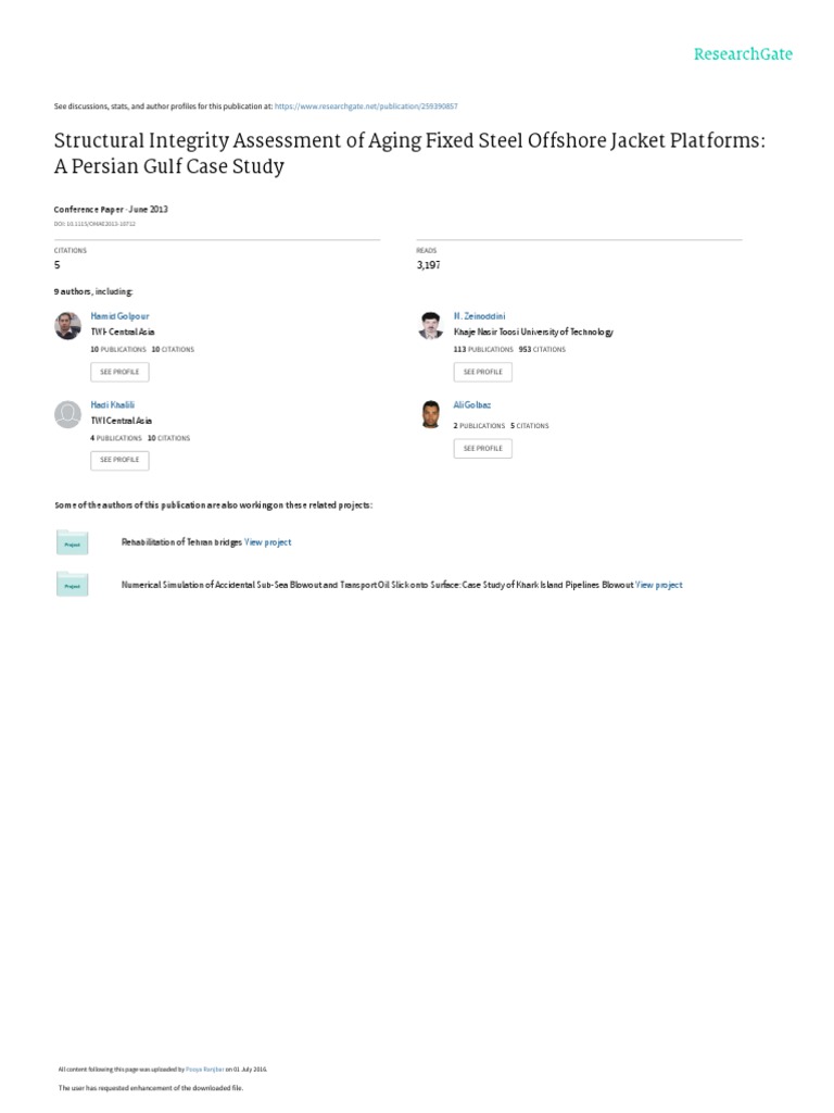 Structural Integrity Assessment Of Aging Fixed Steel Offshore Jacket Platforms Pdf Strength