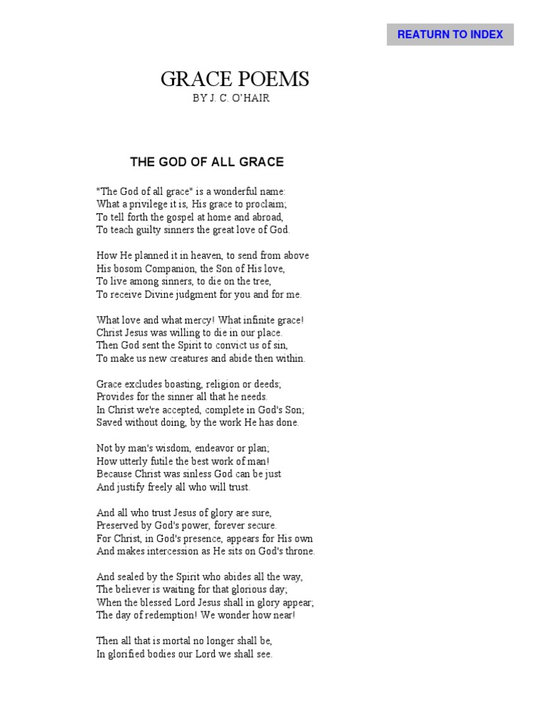 Grace Poems: The God of All Grace | PDF | Grace In Christianity | Glory ...