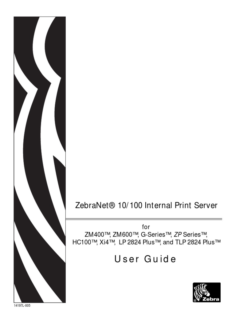 Zeb-ZebraNet 10-100 Internal Print Server 14197L-005 | PDF | Port ...