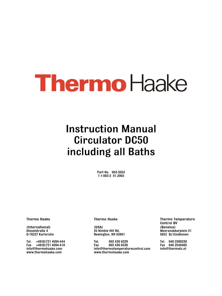 7497 - Thermo - Haake - DC50 Circulator & Baths - Manual | Download ...