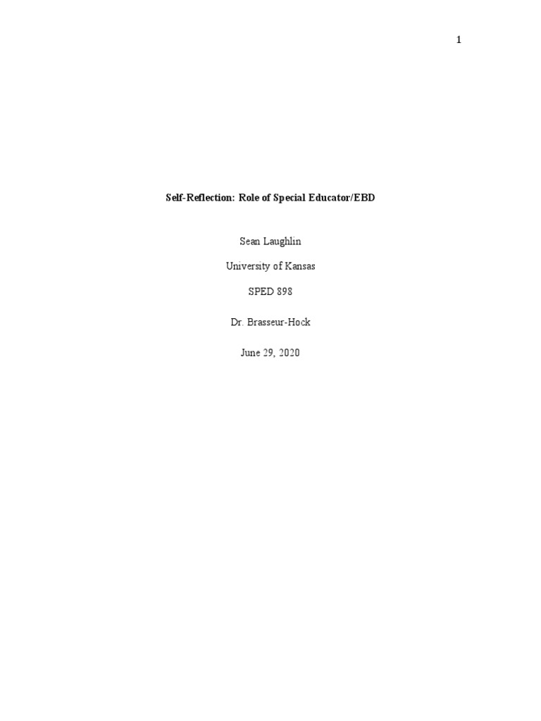 Sean Laughlin 843 Self Reflection Reflection | PDF