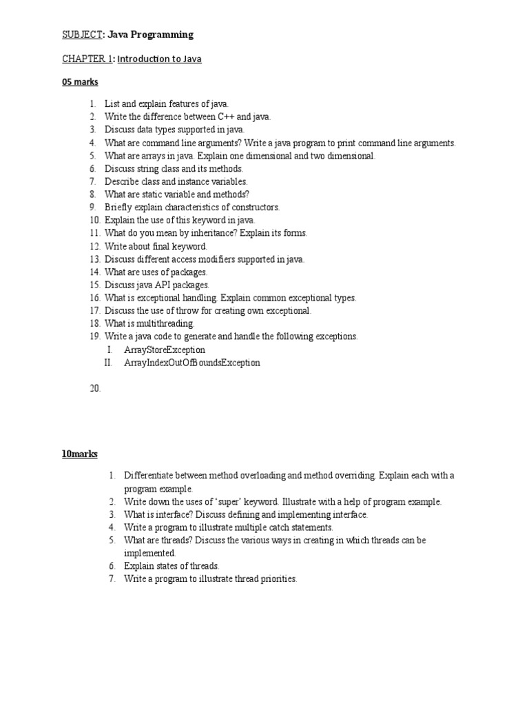 Java Paper Pdf Java Programming Language Method Computer Programming