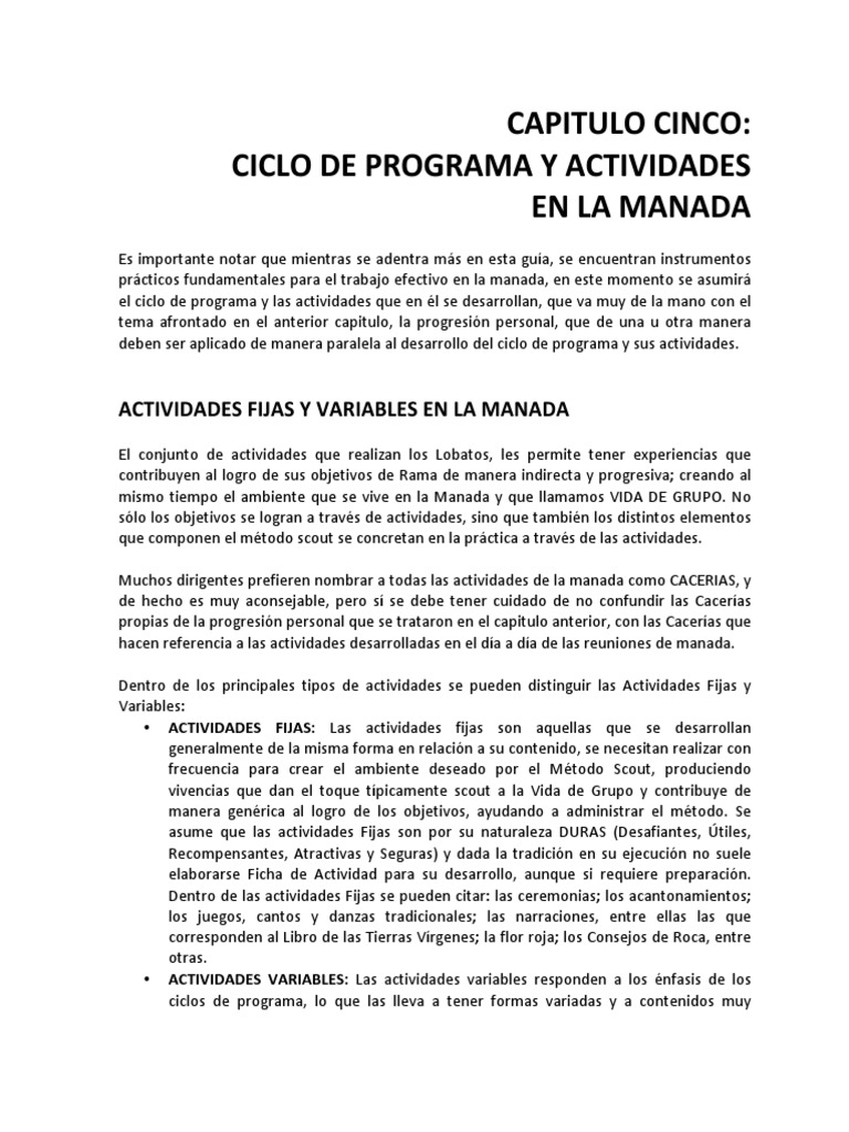 Ciclo De Programa En La Manada Scout Pdf Exploración Democracia