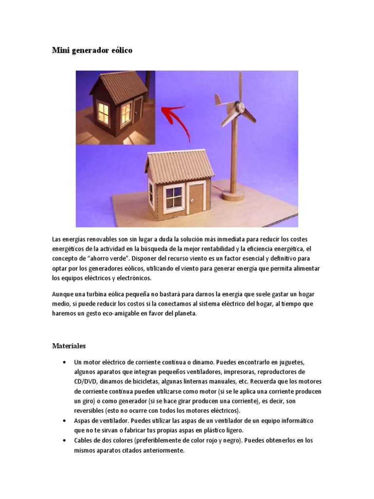 Mini generador eólico casero paso a paso | PDF | Tecnología