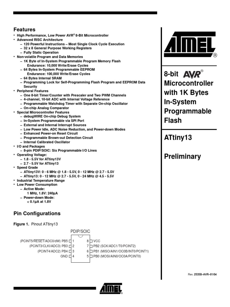 Attiny 13 Datasheet PDF | PDF | Central Processing Unit | Subroutine