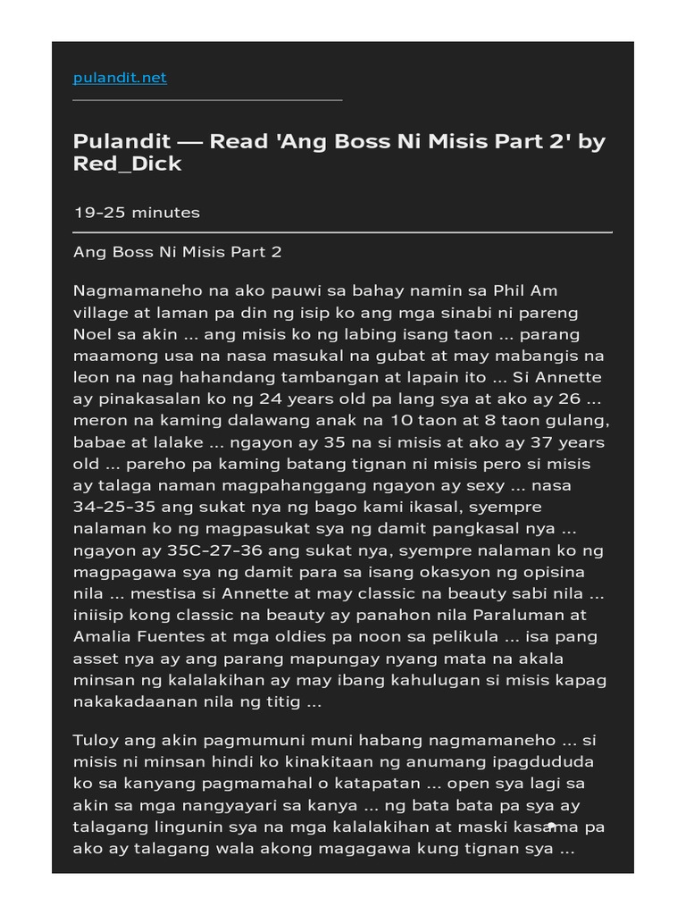 Pulandit - Read 'Ang Boss Ni Misis Part 2' by Red Dick PDF | PDF