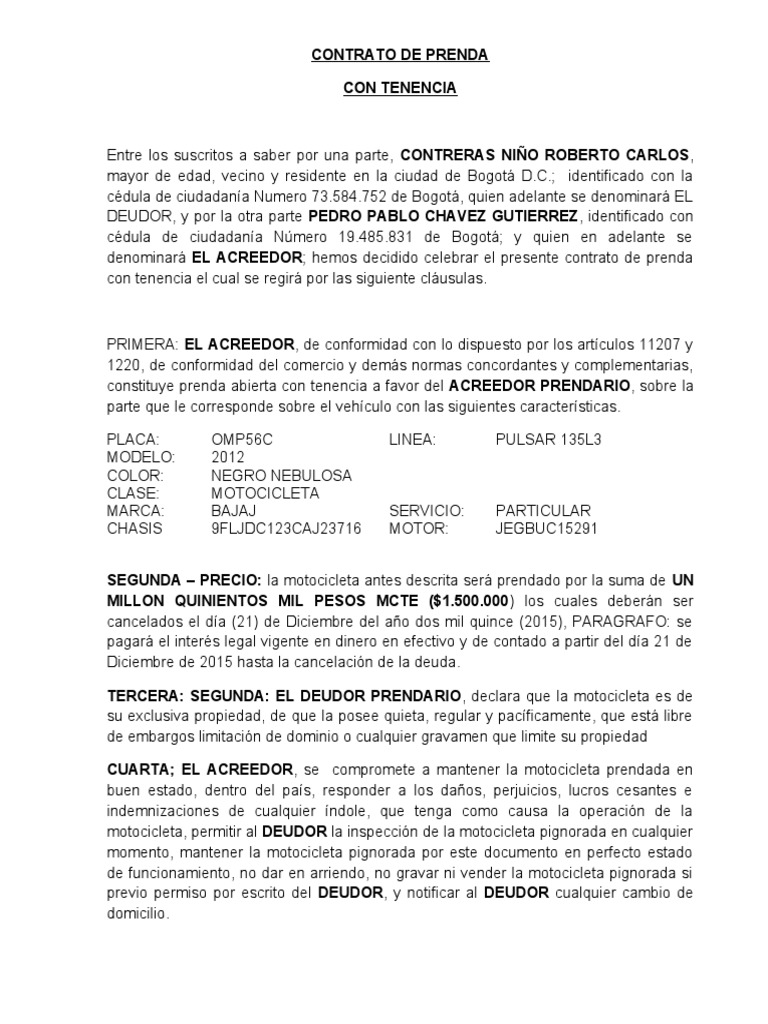 Contrato de Prenda | PDF | Gobierno | Economias