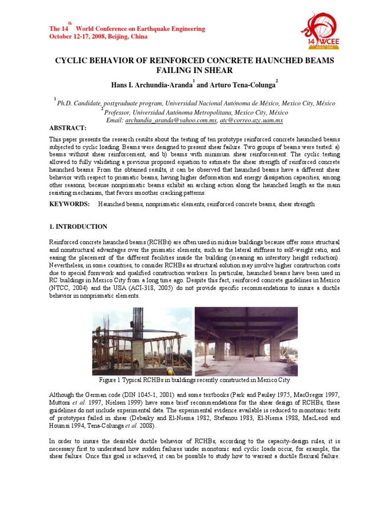 Cyclic Behavior of Reinforced Concrete Haunched Beams Failing in Shear ...