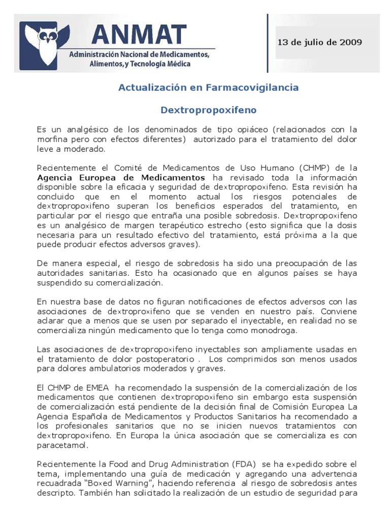 Dextropropoxifeno | PDF | Drogas que actúan sobre el sistema nervioso ...