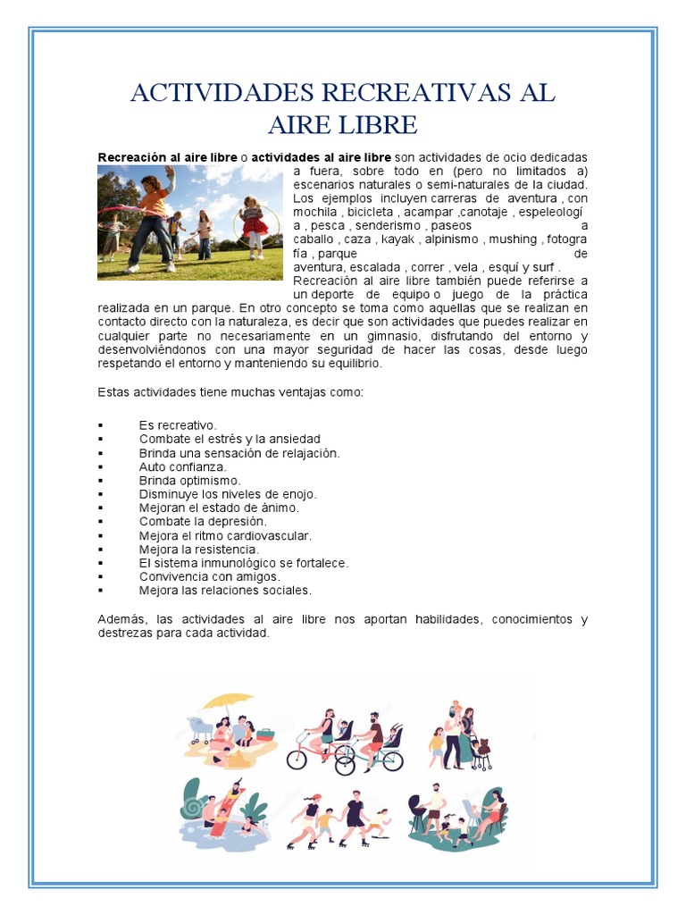Actividades Recreativas Al Aire Libre | PDF | Deportes olímpicos ...