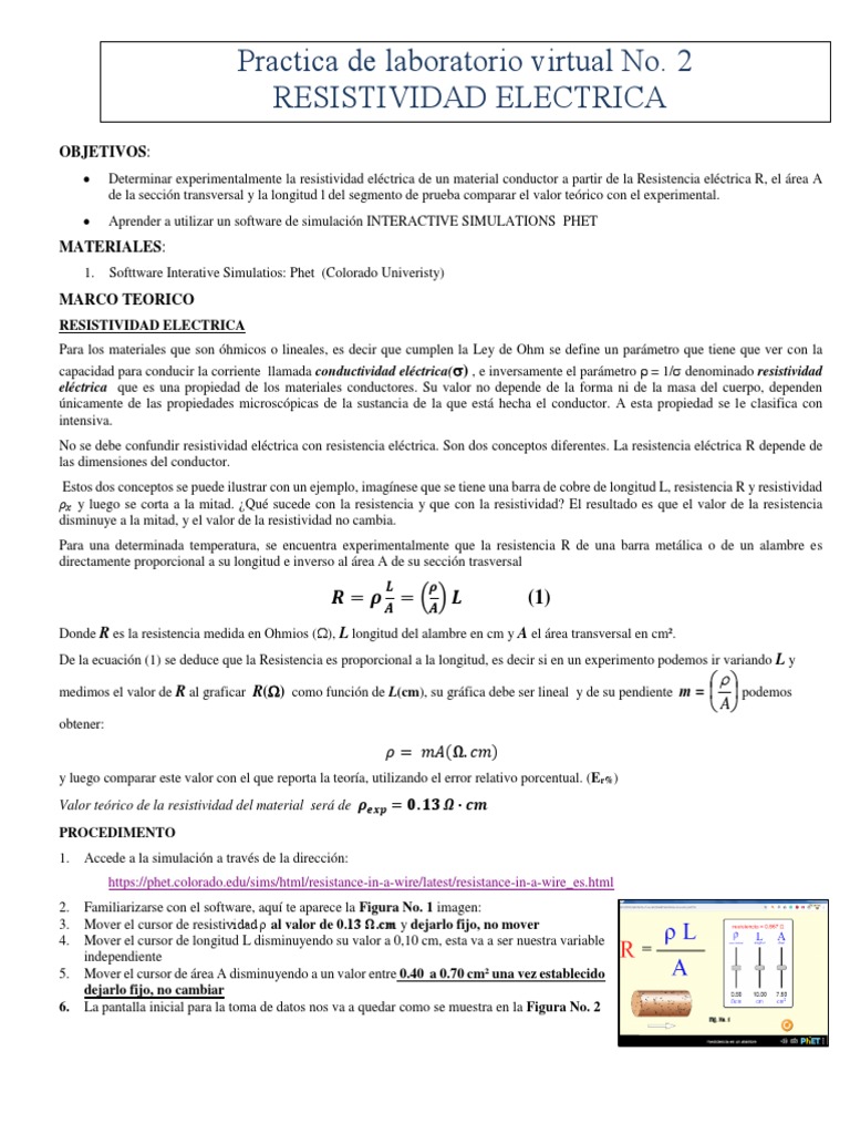 Practica No..2 Resistividad Electrica Virtual | PDF | Resistividad ...