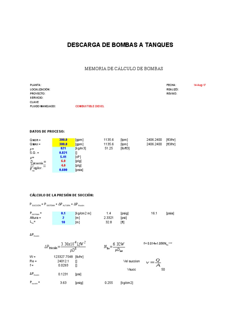 Mem Cal Bombas 300 I | PDF | Pressure | Units Of Measurement
