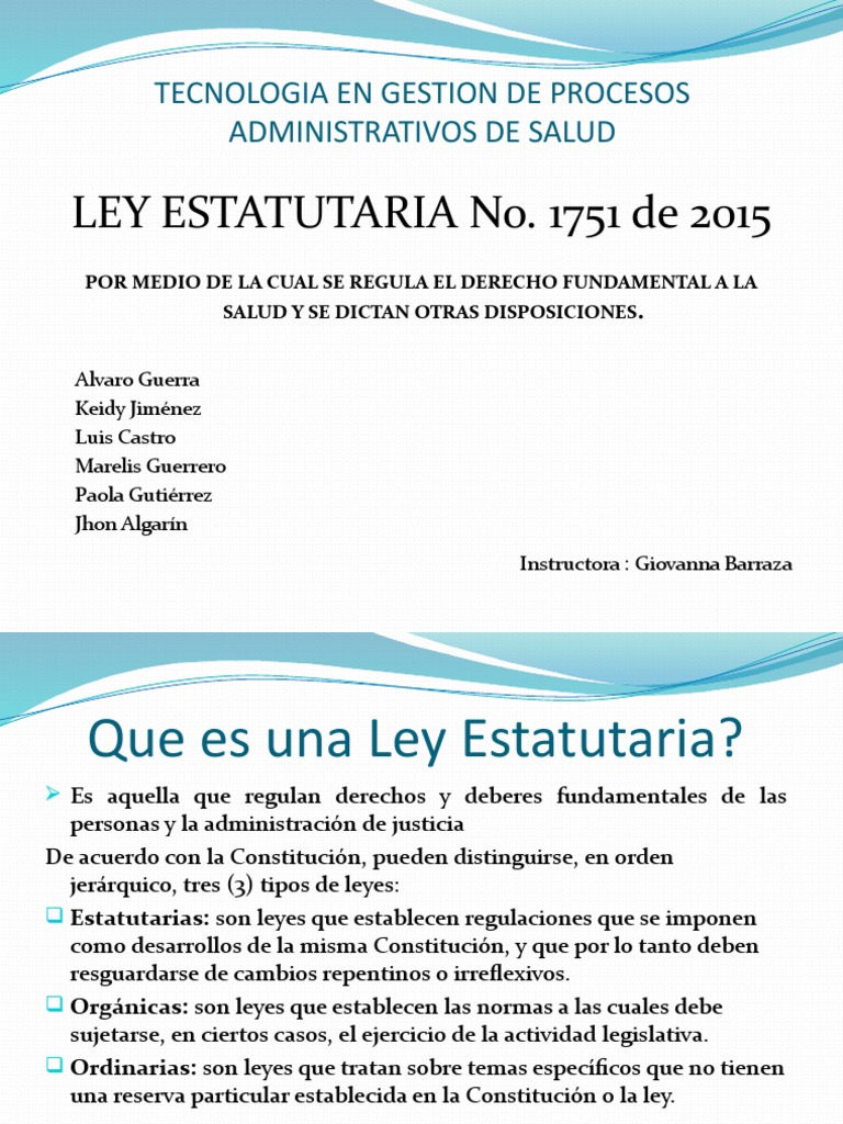 Ley 1751 | PDF | Politica social | Derecho Constitucional