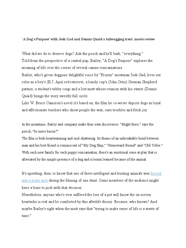 A Dog'S Purpose Review | PDF | Narration