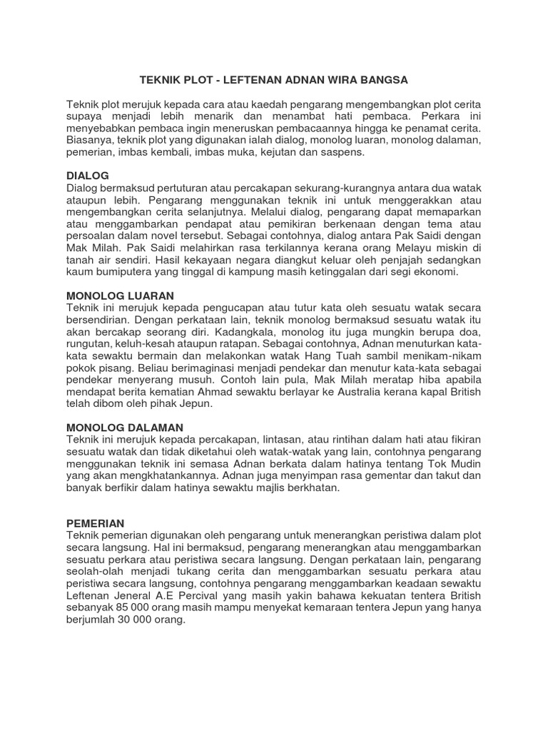 Teknik Plot - Leftenan Adnan | PDF