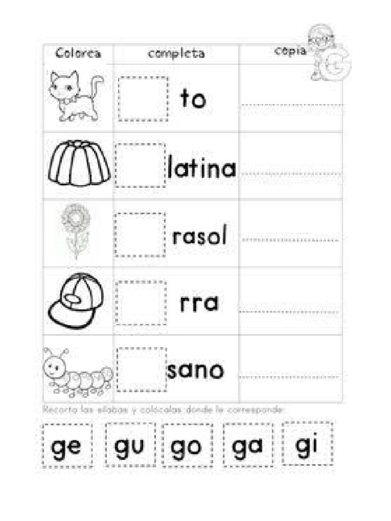 Guias Letra GA Ge Gi Go Gu | PDF