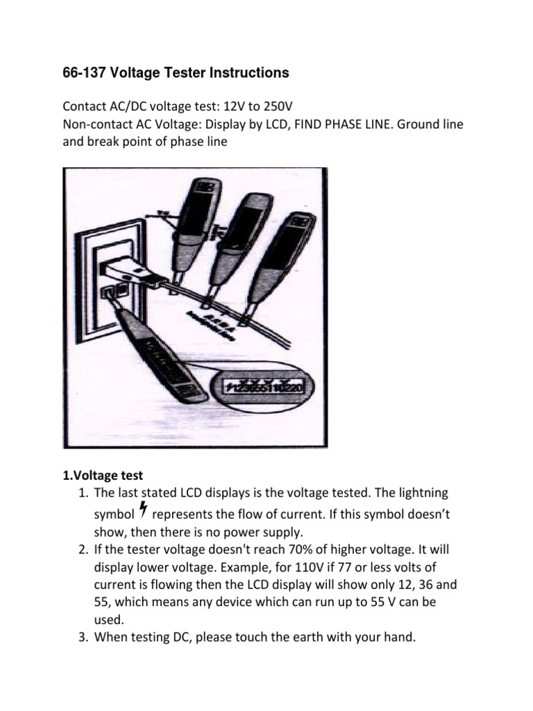 66-137 Voltage Tester Instructions | PDF