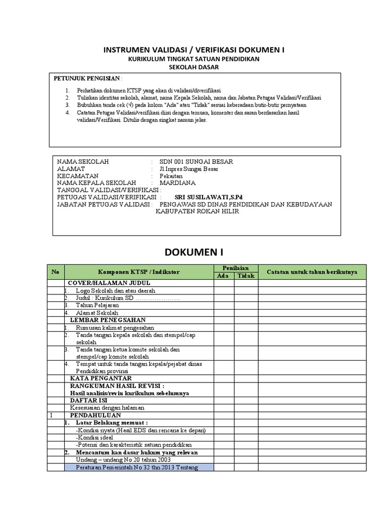 Validasi Kurikulum SD: Panduan Lengkap | PDF
