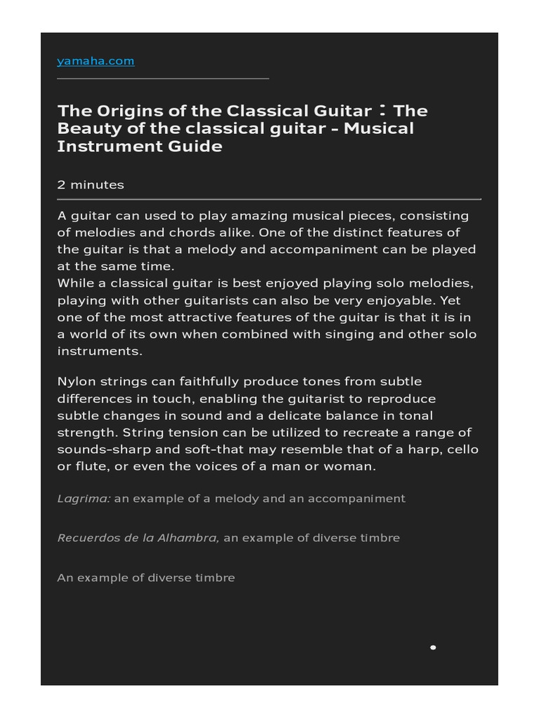 The Origins of The Classical Guitar The Beauty of The Classical Guitar ...