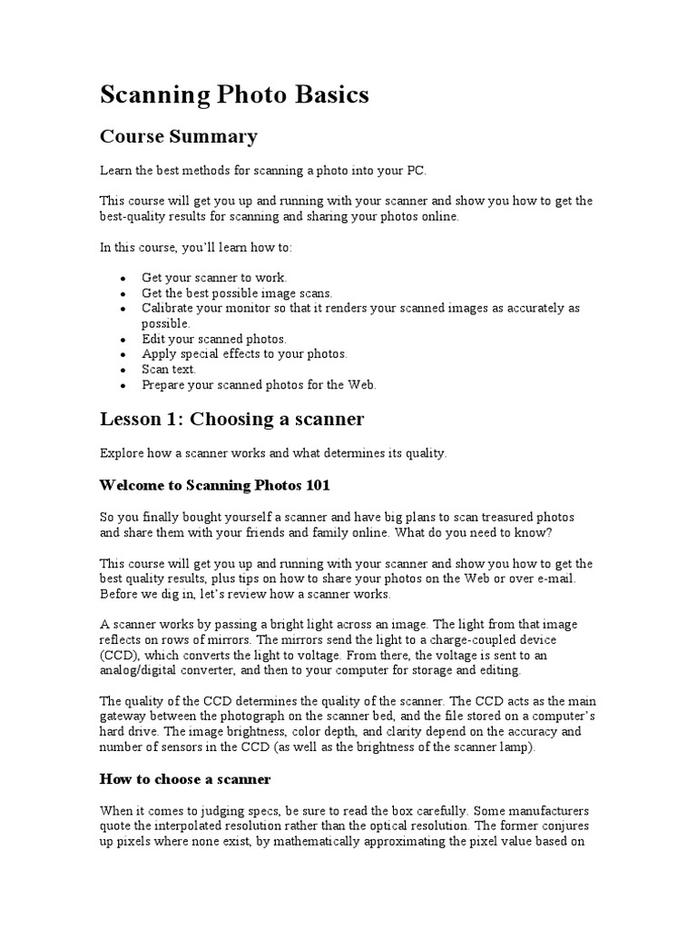 Photo Scanning and Editing Guide | PDF | Image Editing | Image Scanner