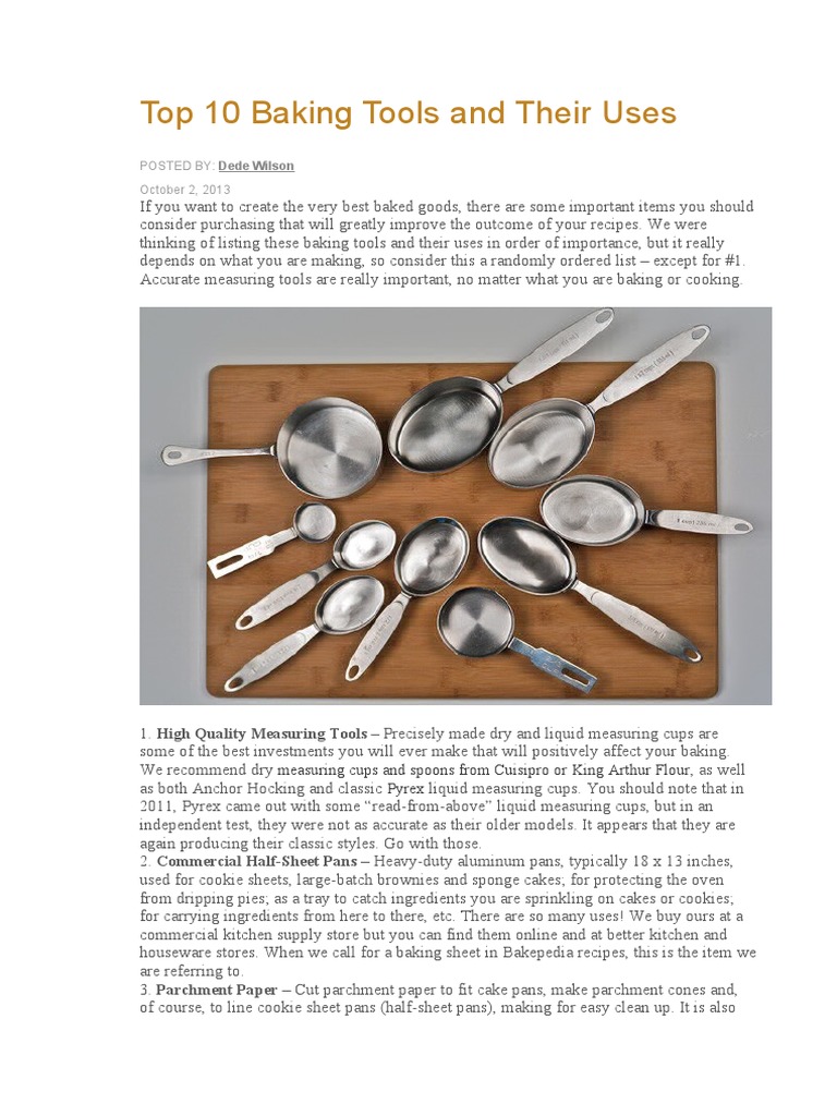 Essential Baking Tools for Success | PDF | Baking | Sheet Pan