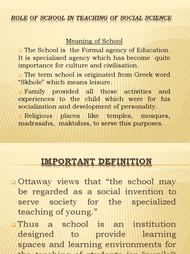 Role of School in Teaching of Social Science | PDF | Social Science ...