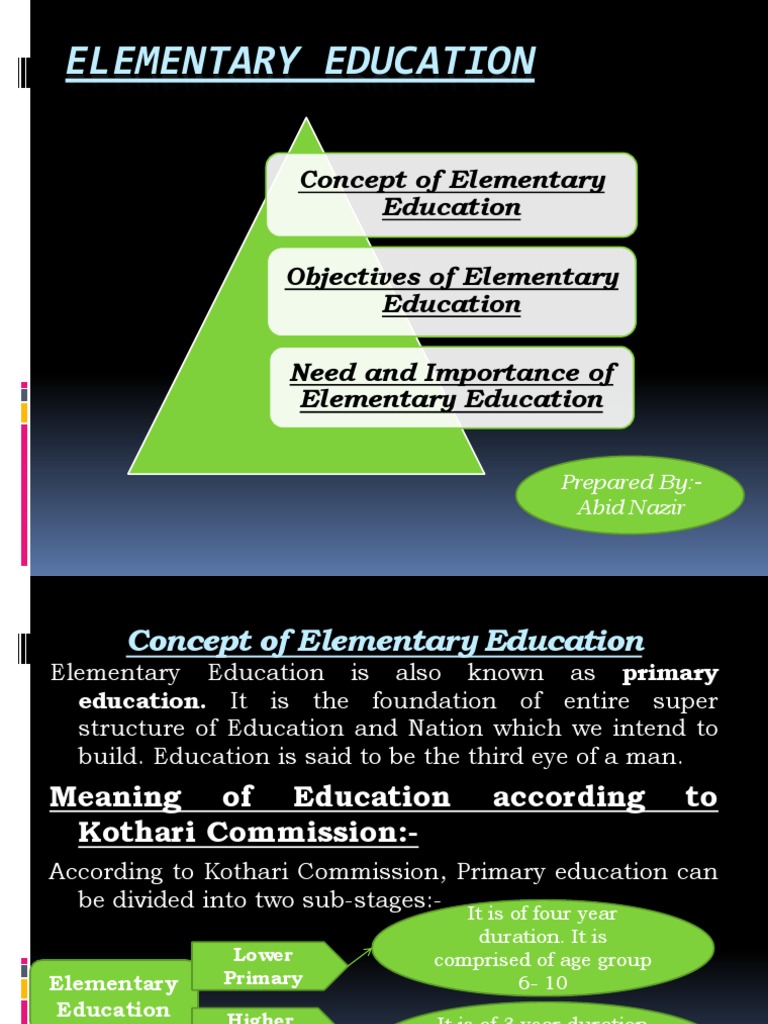 Concept, Objectives, and Importance of Elementary Education | PDF ...