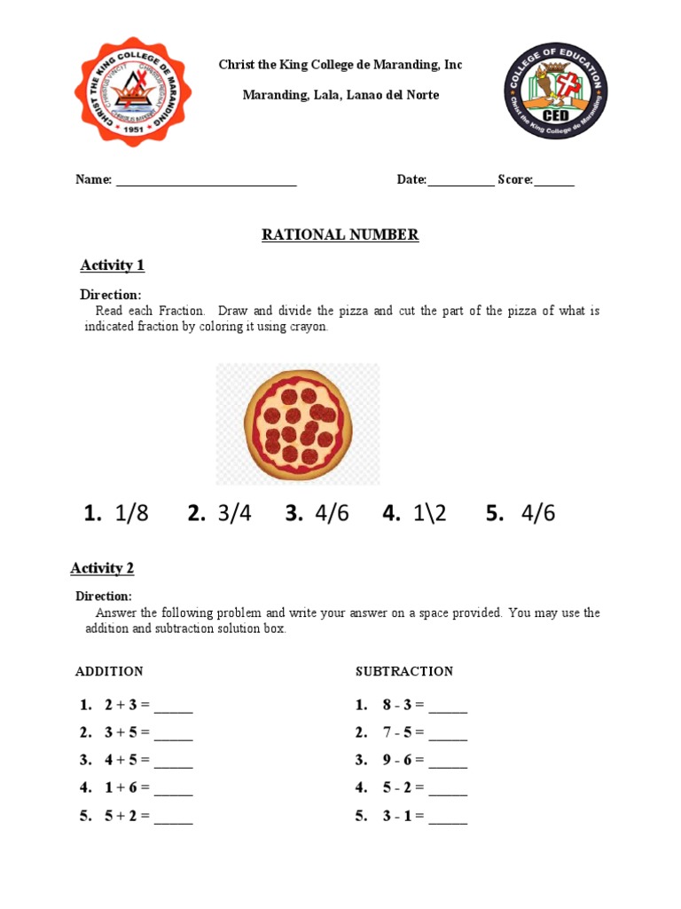 Math Activity Sheets | PDF | Teaching Mathematics