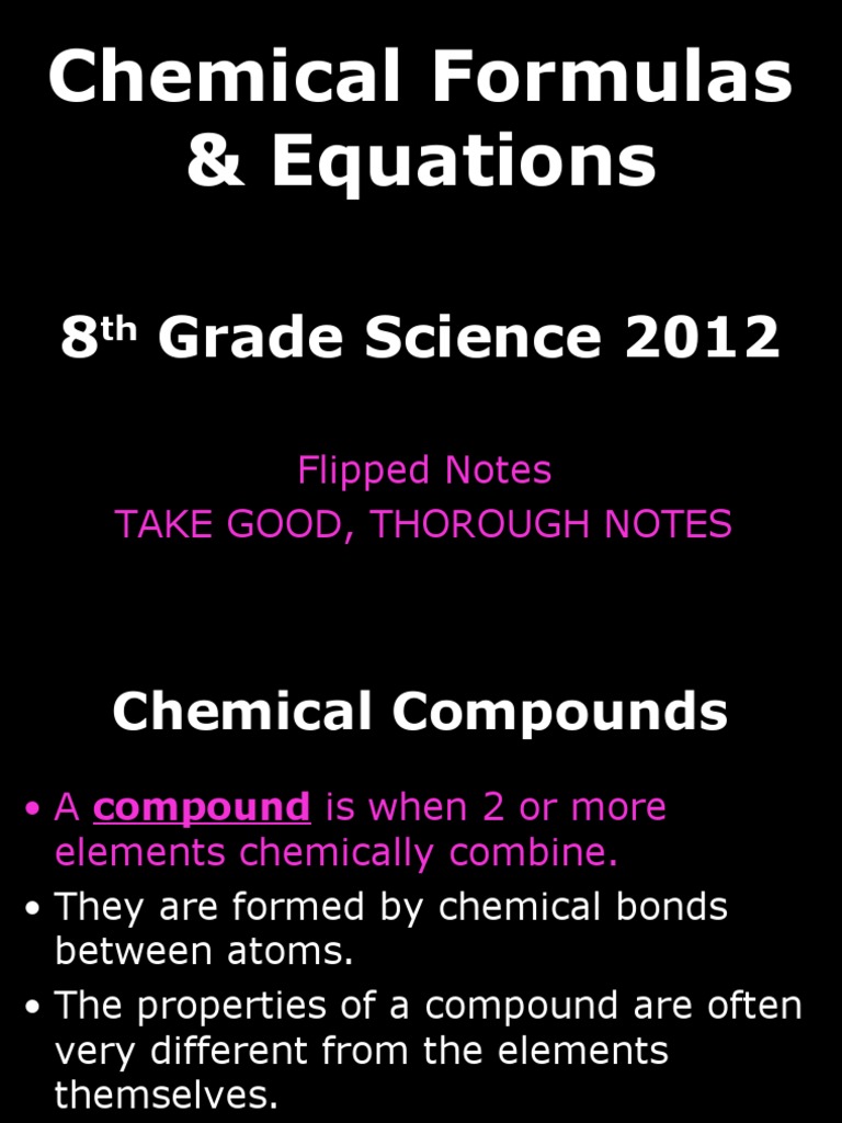 Chemical Formulas & Equations: 8 Grade Science 2012 | PDF | Chemical ...