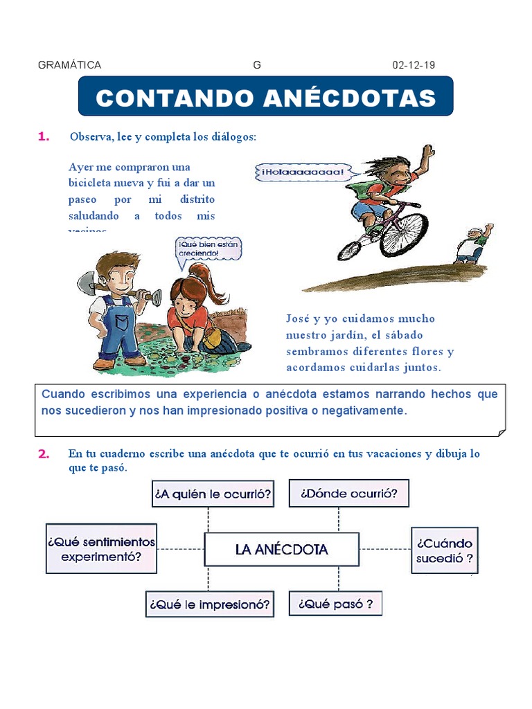 Gramática Tercero de Primaria 02-12-19 | PDF
