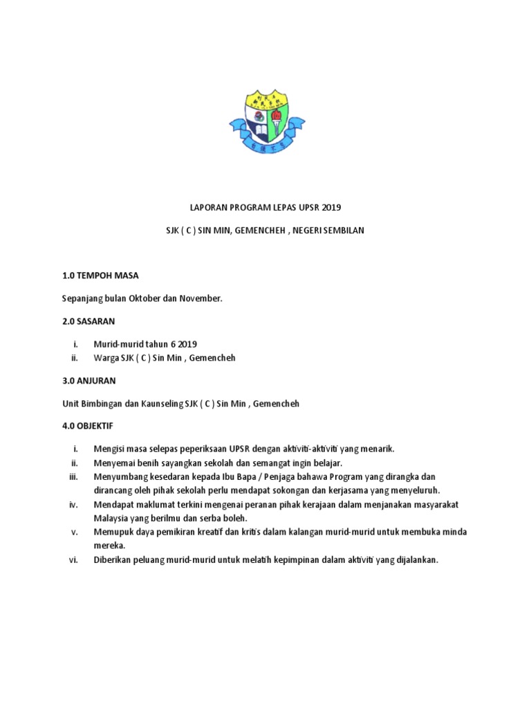 Laporan Program Lepas Upsr 2019 | PDF