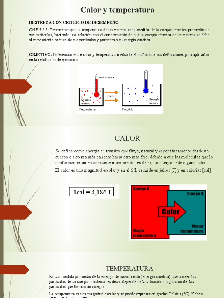 Calor vs. Temperatura: Conceptos Clave | PDF | Métodos y materiales de ...