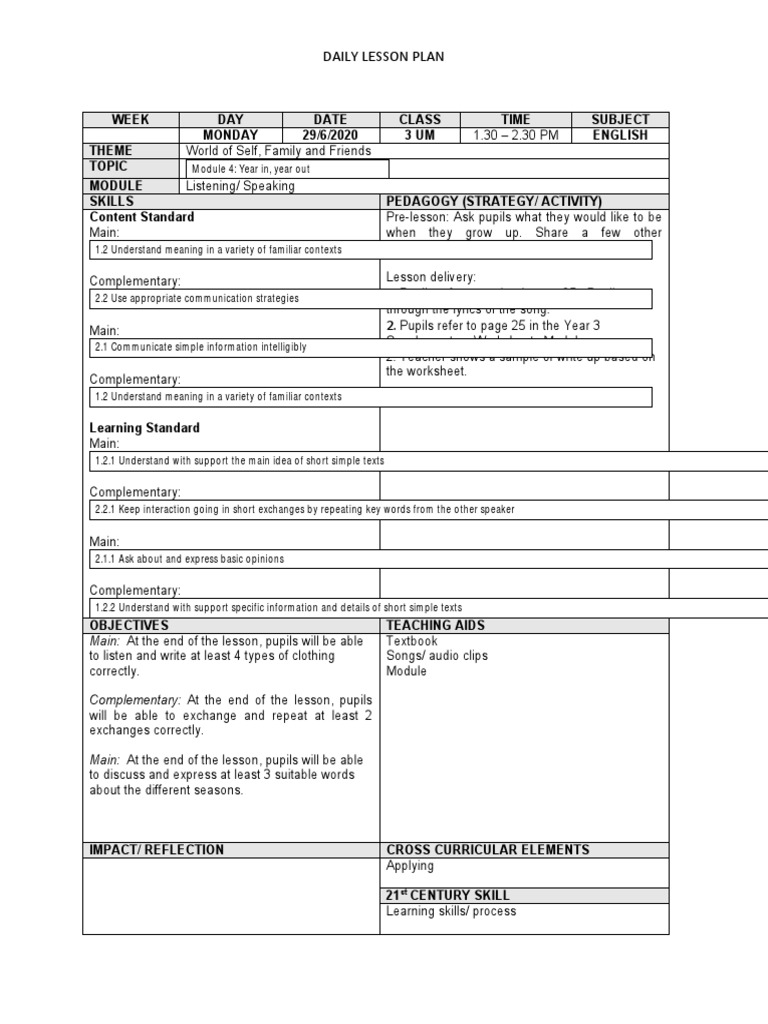 Erph - Week - Monday 29.06.2020 | PDF | Lesson Plan | Teachers