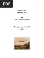 Critical Appreciation of The Poem Mending Wall by Robert Frost | PDF