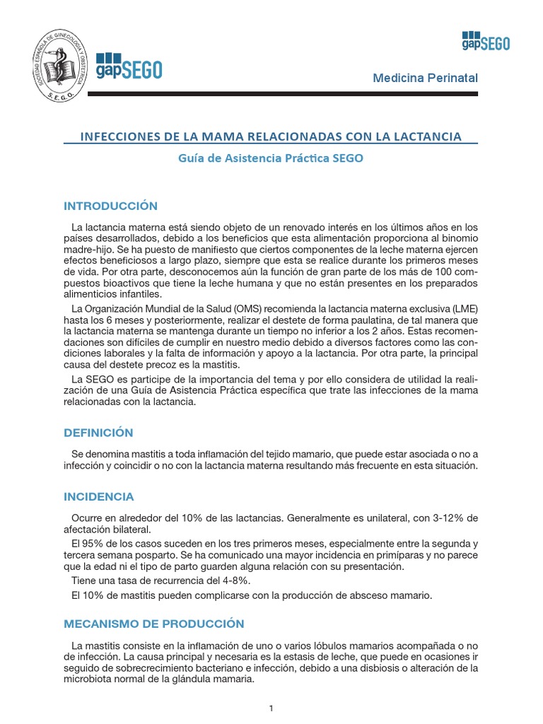 Mastitis SEGO 2018 PDF | PDF | Pecho | Amamantamiento
