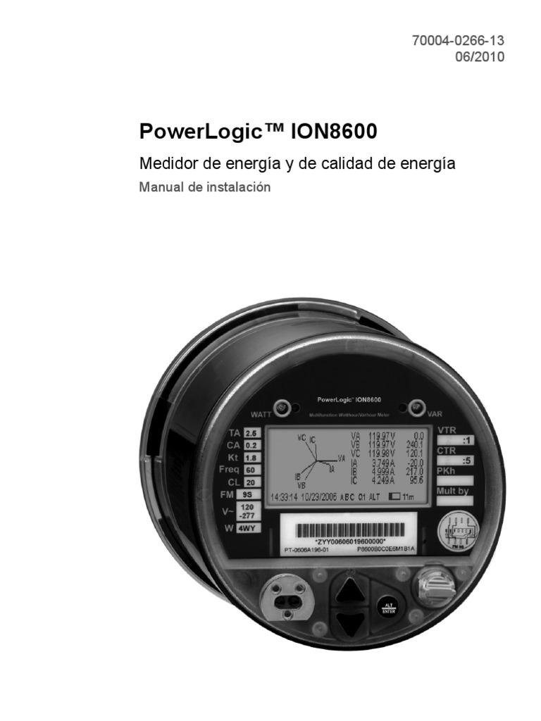 Manual Ion 8600 | PDF | Transformador | Tornillo