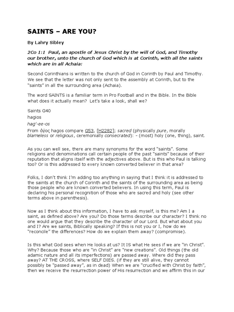 Saints | PDF | Saint | Paul The Apostle