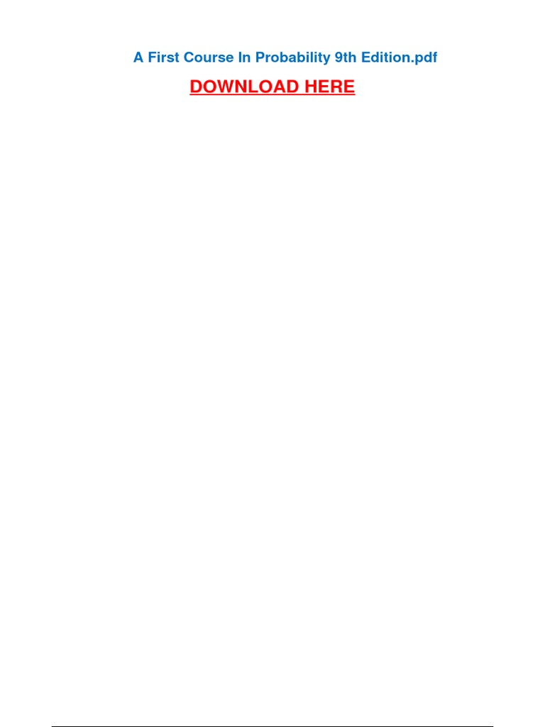 Here: A First Course in Probability 9th Edition PDF | PDF