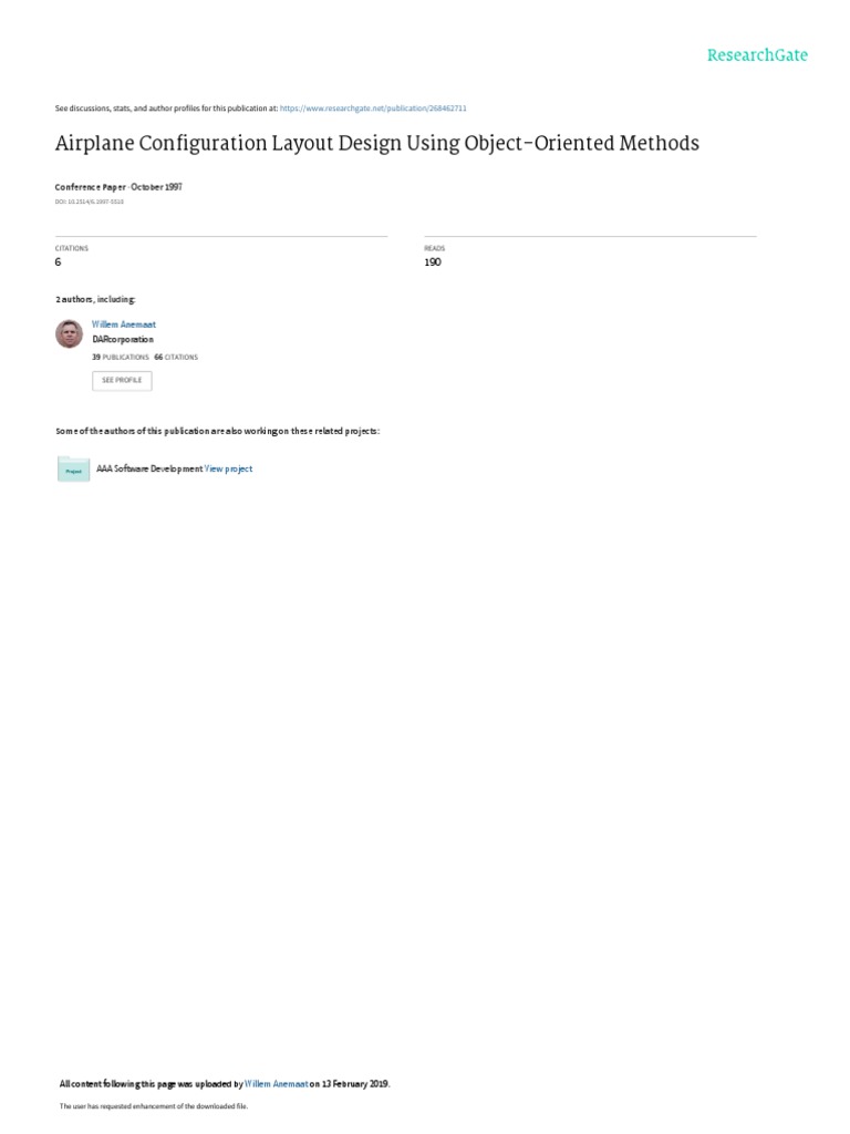 Airplane Configuration Layout Design Using Object-Oriented Methods ...