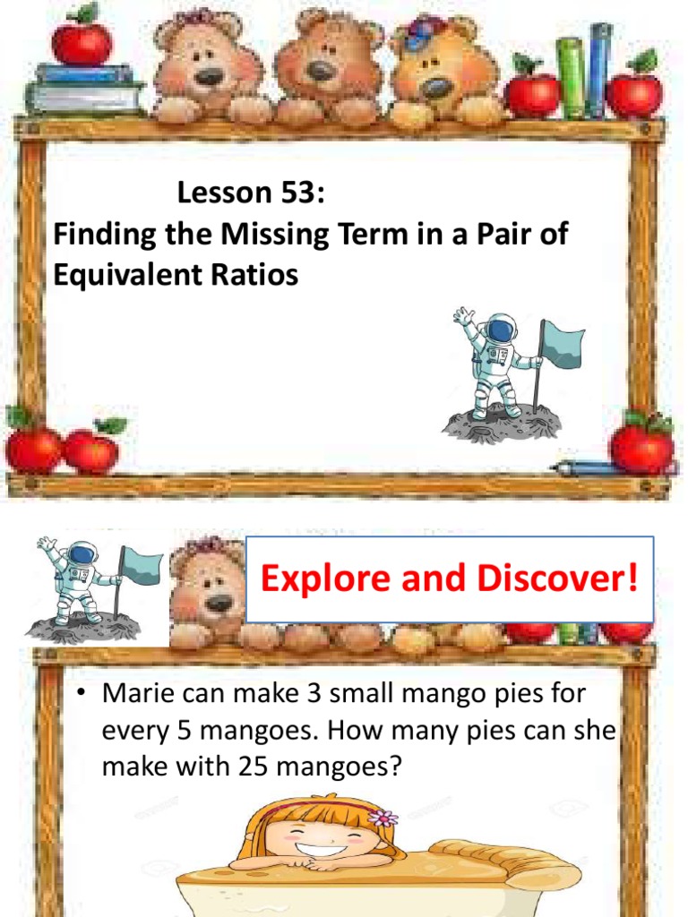 Lesson 53: Finding The Missing Term in A Pair of Equivalent Ratios ...